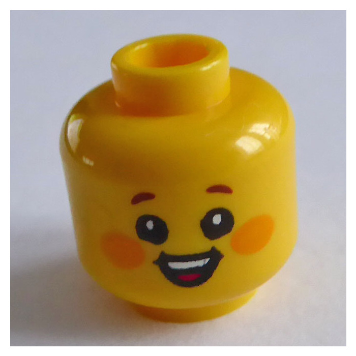 LEGO Yellow Head with Child Face with Bright Light Orange Cheeks (3626 ...