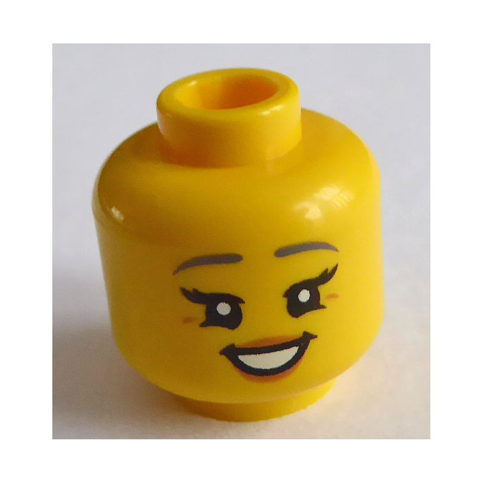 LEGO Yellow Head with Dark Stone Gray Eyebrows and Medium Flesh Lips ...