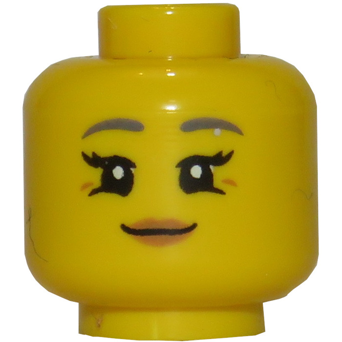 LEGO Yellow Head with Dark Stone Gray Eyebrows and Medium Flesh Lips ...
