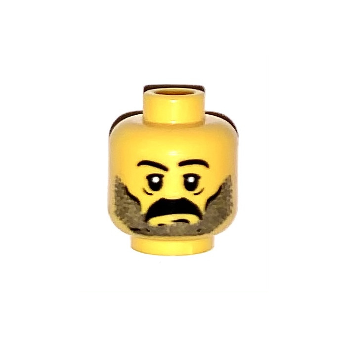 LEGO Yellow Head with Serious Expression, Thick Moustache and Stubble ...