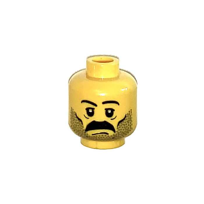 LEGO Yellow Head with Serious Expression, Thick Moustache and Stubble ...