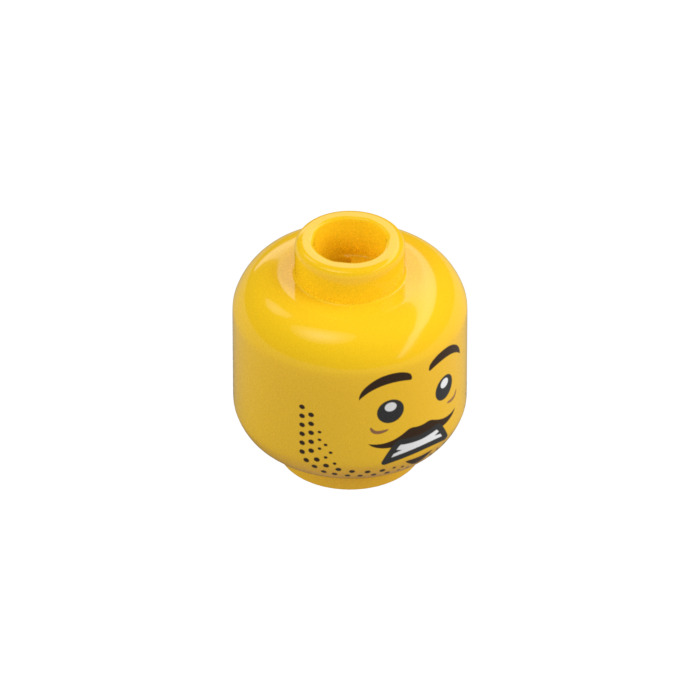 LEGO Yellow Head with Stubble, Handlebar Moustache and Serious/Scared ...