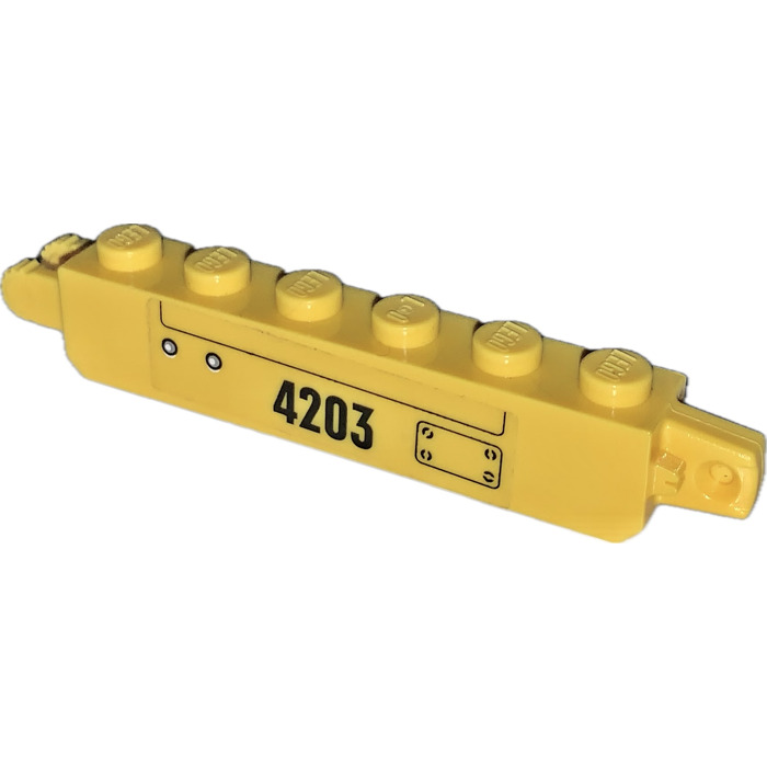 LEGO Yellow Hinge Brick 1 x 6 with Fingers with 4203 Left Sticker ...
