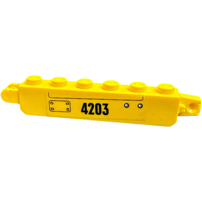 LEGO Yellow Hinge Brick 1 x 6 with Fingers with 4203 Right Sticker ...
