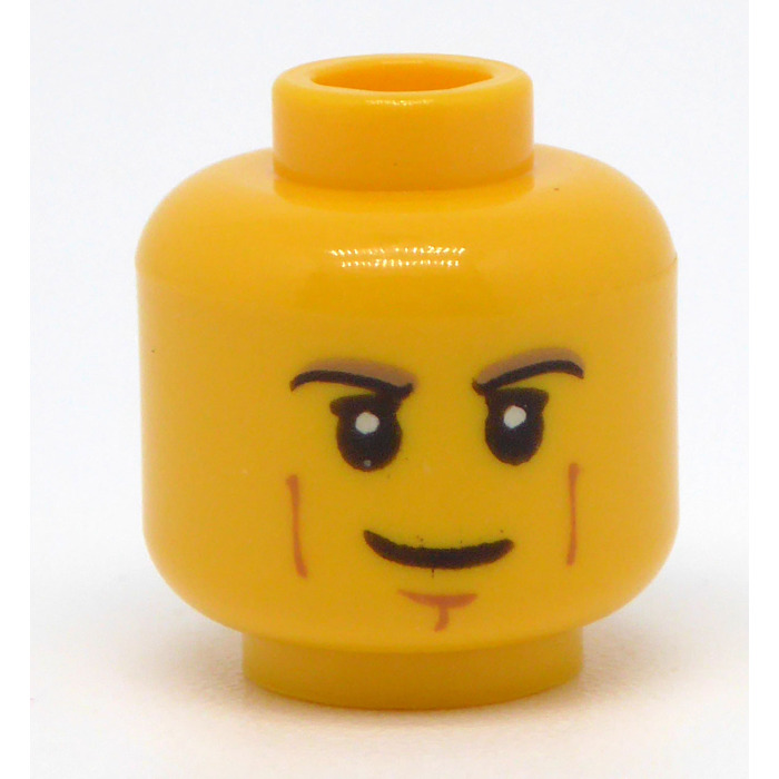 LEGO Yellow Male Head with Black/Tan Eyebrows, Cheek and Chin Lines and ...