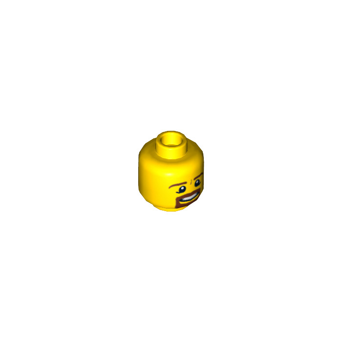 LEGO Yellow Male Head with Brown Squared Beard, Open Mouth with Teeth ...