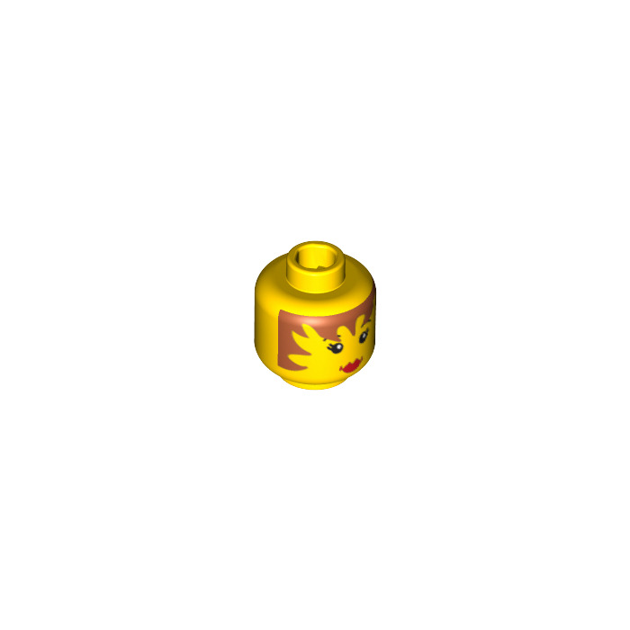 LEGO Yellow Minifig Head with Brown Hair, Eyelashes, and Lipstick (3626 ...