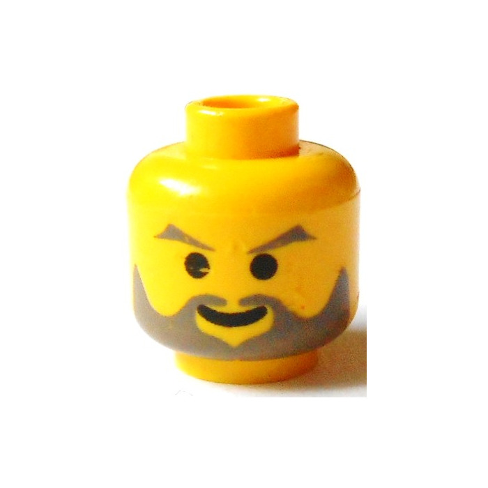 LEGO Yellow Minifig Head with Dark Grey Facial Hair (3626) | Brick Owl ...