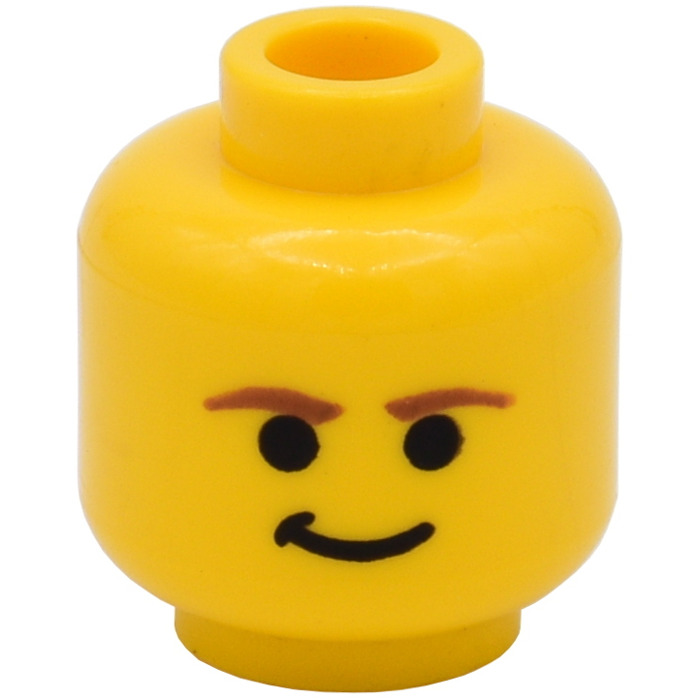 LEGO Yellow Minifig Head with Smirk and Brown Eyebrows (49035 / 50350 ...