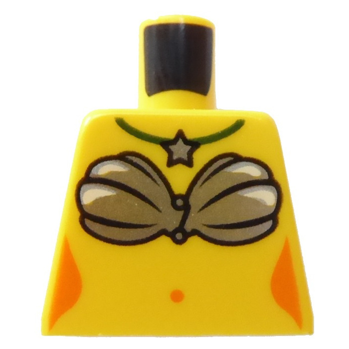 LEGO Yellow Minifig Torso without Arms with Shell Bra and Star Necklace ...