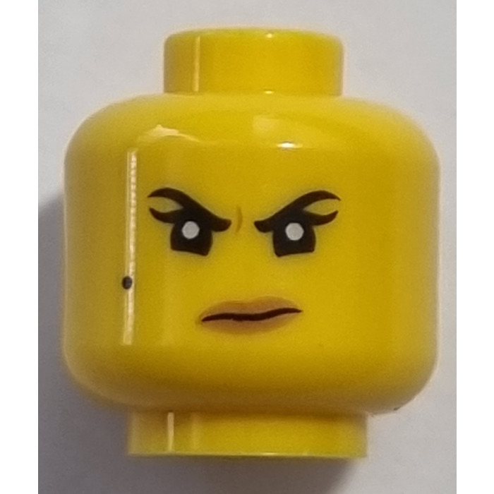 LEGO Yellow Minifigure Head Dual Sided with Black Eyebrows, Beauty Spot ...