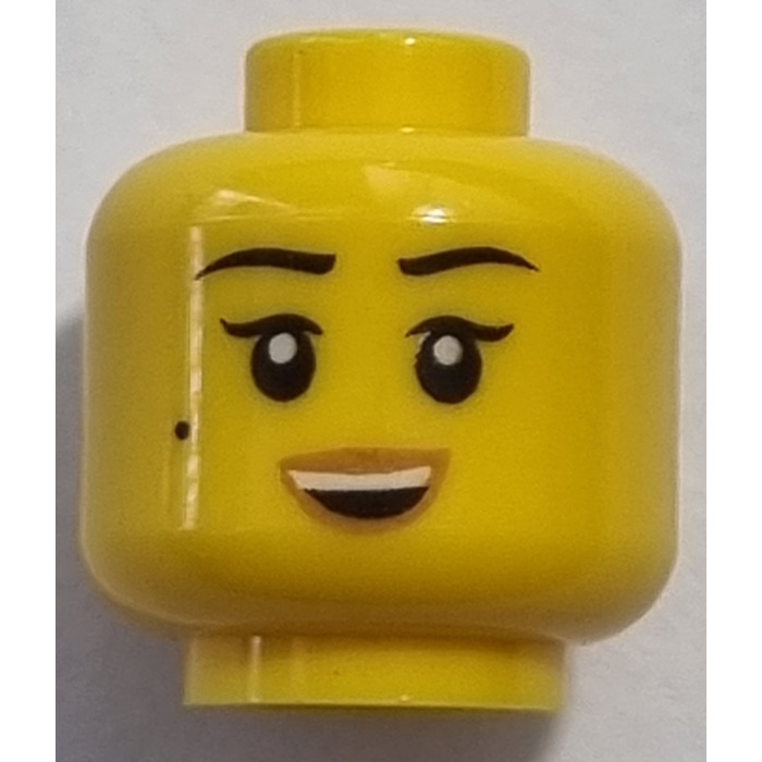LEGO Yellow Minifigure Head Dual Sided with Black Eyebrows, Beauty Spot ...