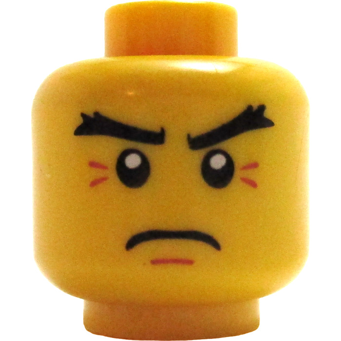 LEGO Yellow Minifigure Head Frowning with Crow's Feet Lines by Eyes ...