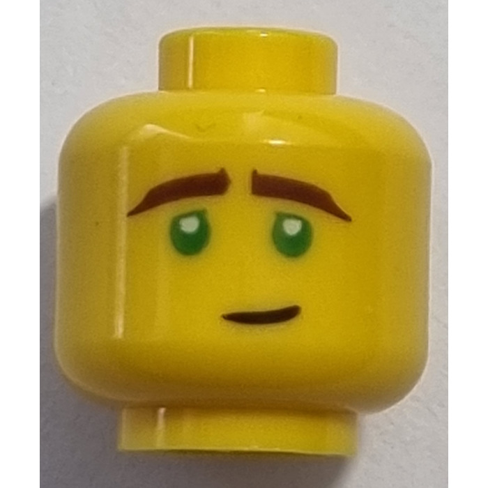 LEGO Yellow Minifigure Head (Lloyd) with Brown Eyebrows, Green Eyes ...