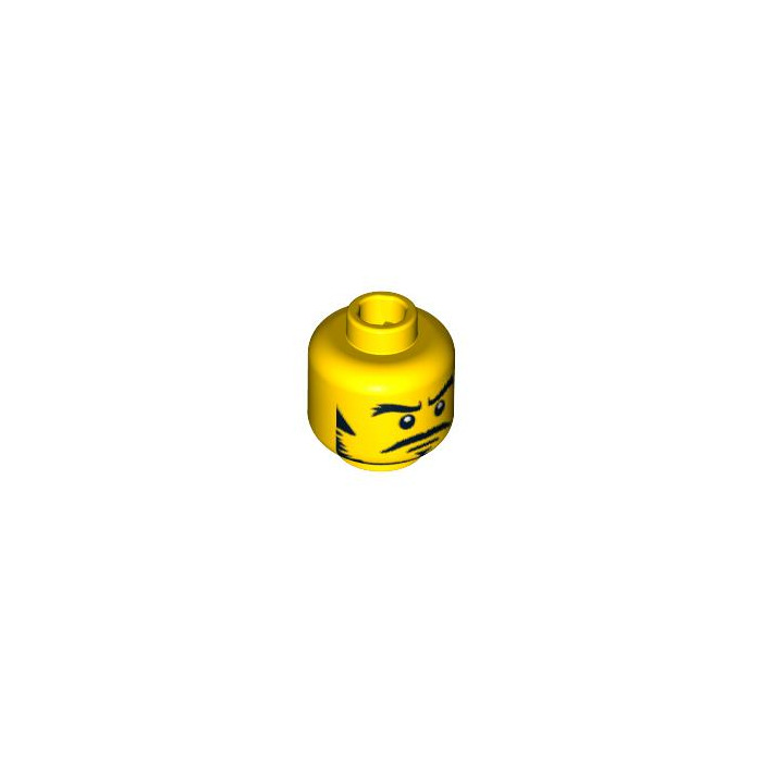 LEGO Yellow Minifigure Head Stern Expression with Black Sideburns and ...