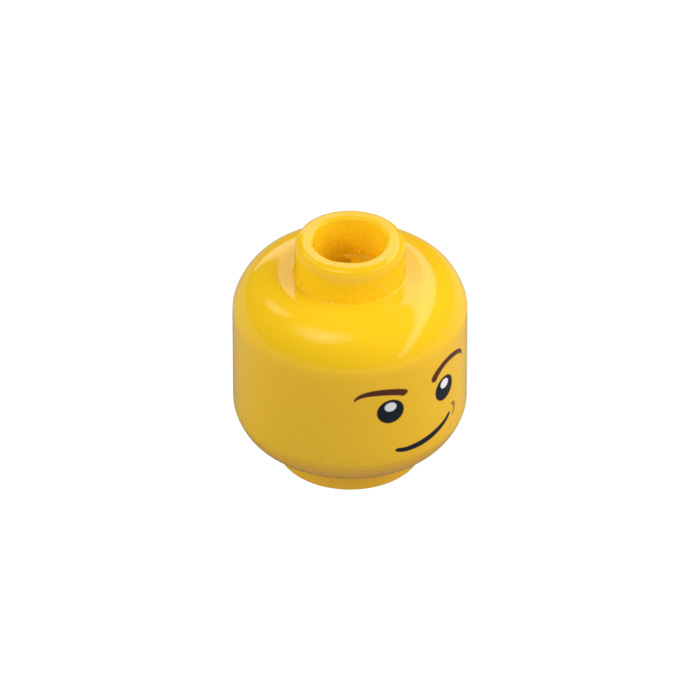 LEGO Yellow Minifigure Head with Brown Eyebrows and Lopsided Smile ...