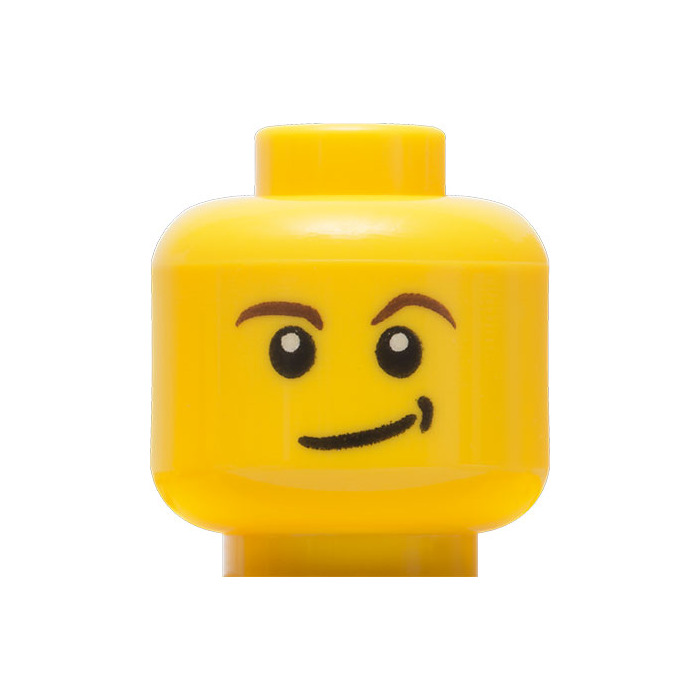 LEGO Jaune Minifigurine Tête avec Marron Eyebrows et Lopsided Smile ...