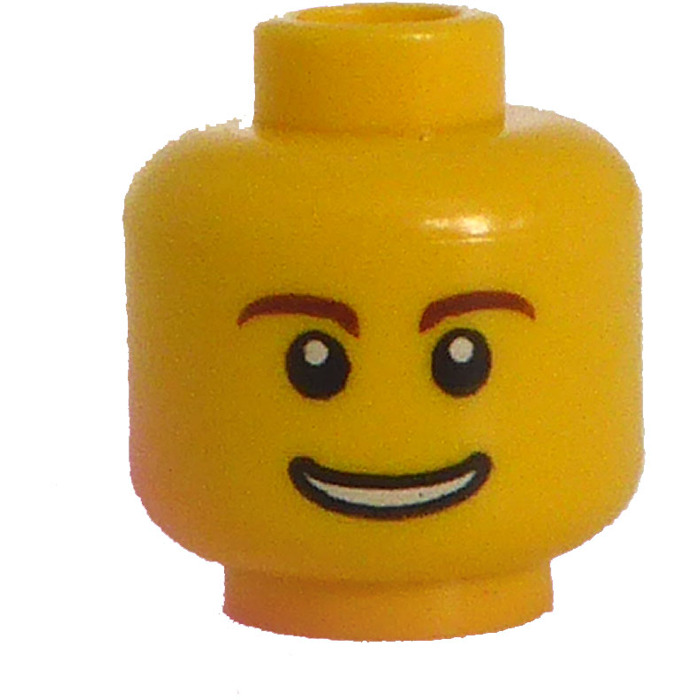 LEGO Yellow Minifigure Head with Brown Eyebrows and Open Smile (3626 / ...