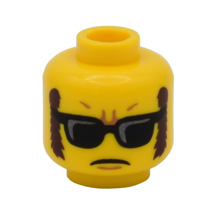 LEGO Yellow Minifigure Head with Brown Sideburns and Black Sunglasses ...