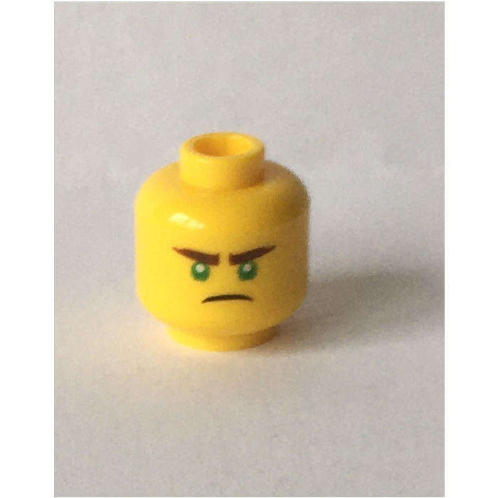LEGO Yellow Minifigure Head with Green Eyes and Scowl (3626) | Brick Owl
