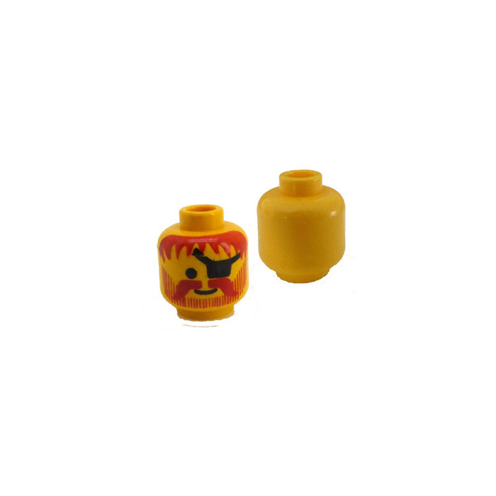 LEGO Yellow Minifigure Head with Messy Hair, Moustache and Eyepatch ...