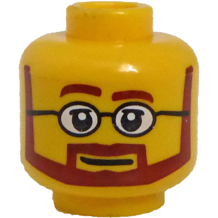 LEGO Yellow Minifigure Head with Round Glasses, Brown Beard and Raised ...