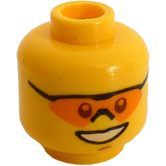 LEGO Minifigure Head with Smile and Orange Goggles (13636 / 99810 ...