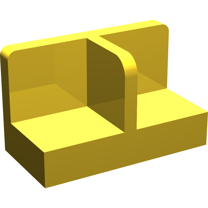 LEGO Yellow Panel 1 x 2 x 1 with Thin Central Divider and Rounded ...