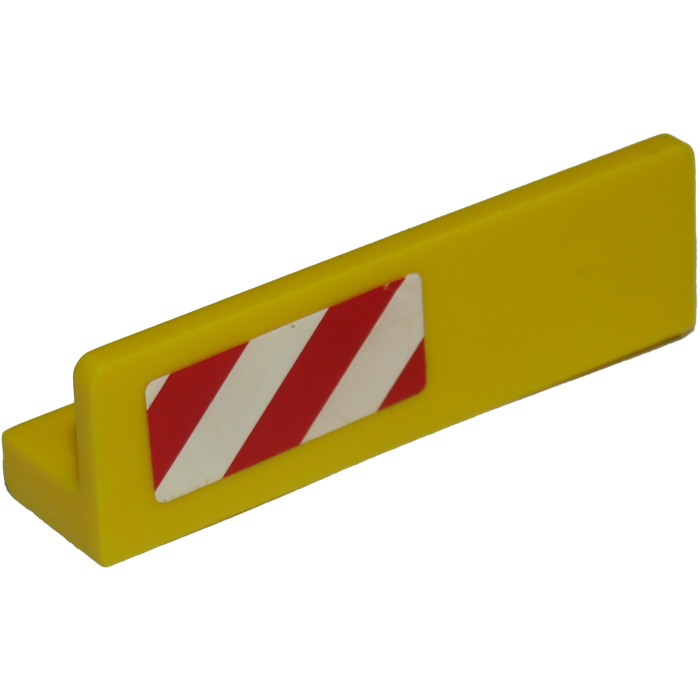 LEGO Yellow Panel 1 x 4 with Rounded Corners with red and white danger ...