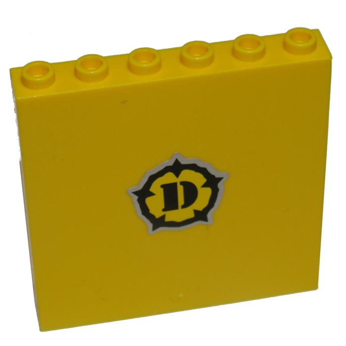 LEGO Yellow Panel 1 x 6 x 5 with Dino Logo Sticker (59349) | Brick Owl ...