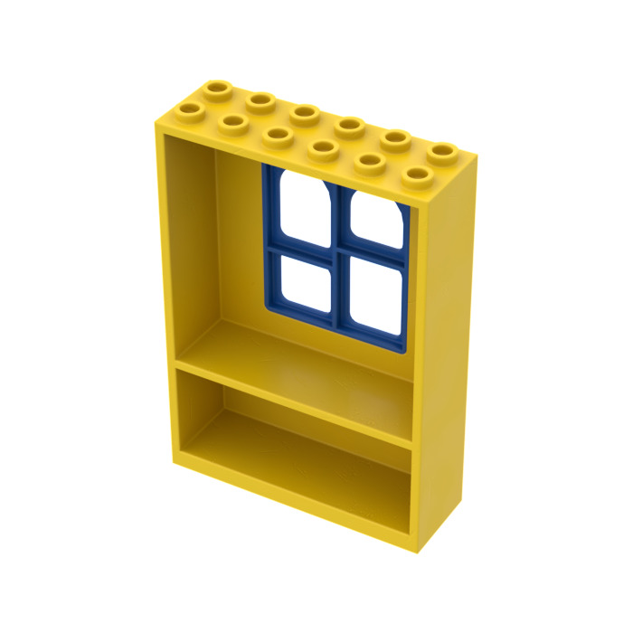 LEGO Yellow Panel 2 x 6 x 7 Fabuland with Squared Blue Window (3890 ...