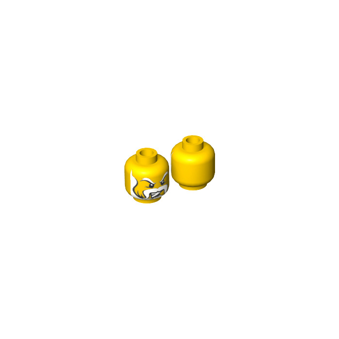 LEGO Yellow Plain Head with Beard Black and White with Sideburns and ...