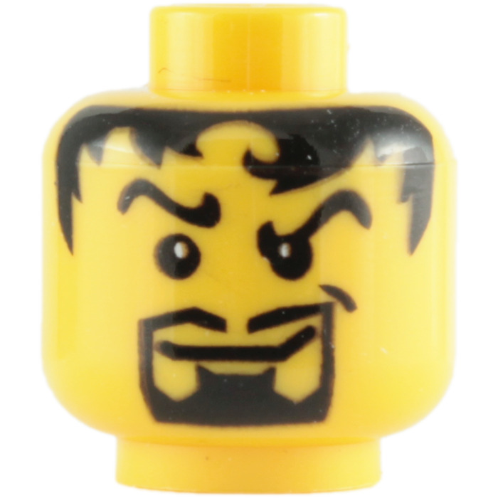 LEGO Yellow Plain Head with Black Hair and Goatee, closed Mouth (3626 / ...