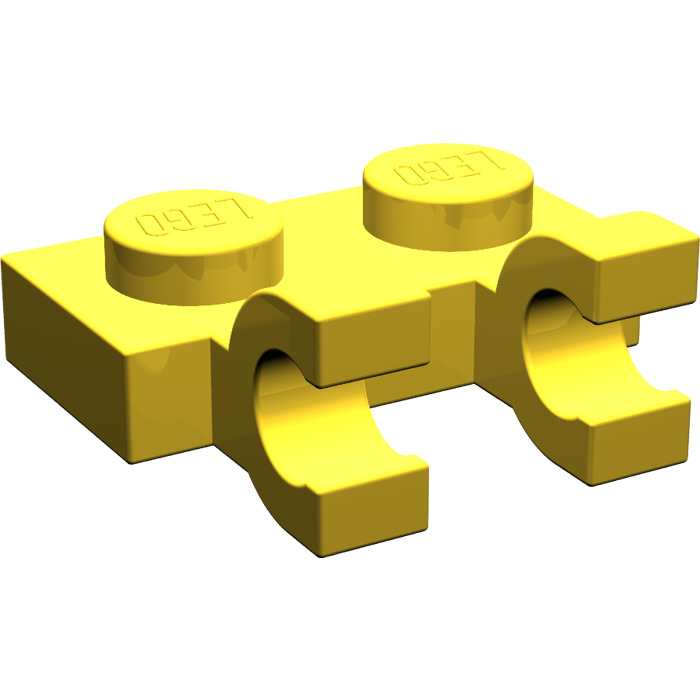 LEGO Yellow Plate 1 x 2 with Horizontal Clips (flat fronted clips ...