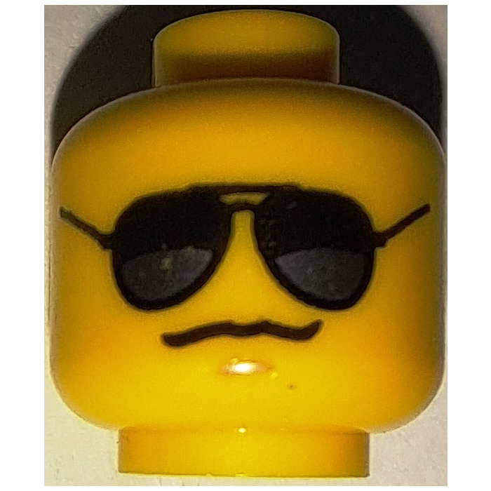 LEGO Yellow Police Officer Head with Black Sunglasses (3626 / 21023 ...