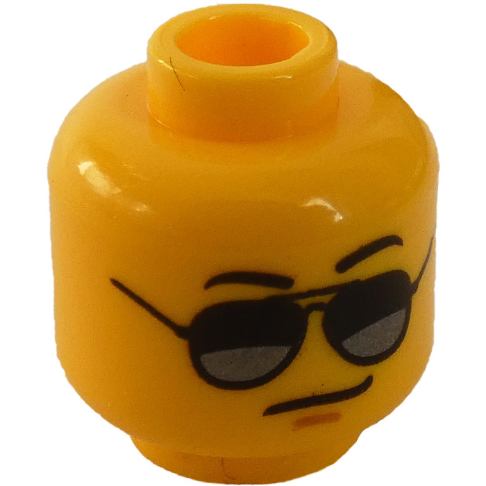 LEGO Yellow Police Officer Head with Black Sunglasses (3626 / 21023 ...
