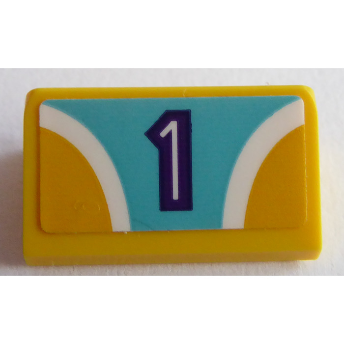 LEGO Yellow Slope 1 x 2 (31°) with number '1' Sticker (85984) | Brick ...