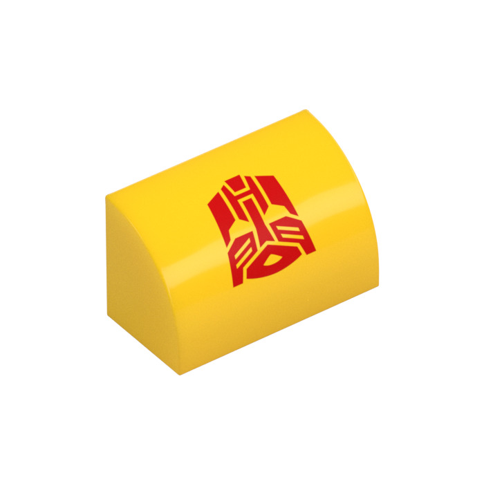 LEGO Yellow Slope 1 x 2 Curved with Autobots Logo (37352 / 114626 ...