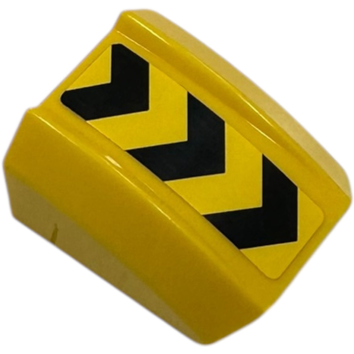 LEGO Slope 1 x 2 x 2 Curved with black and yellow chevrons Sticker ...