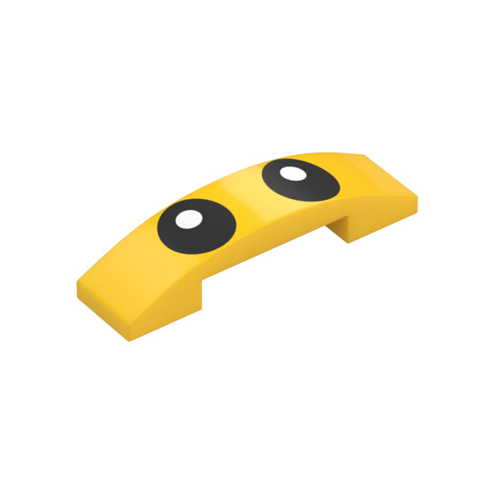 LEGO Yellow Slope 1 x 4 Curved Double with Black Eyes with Reflection ...