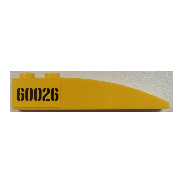 LEGO Yellow Slope 1 x 6 Curved with Studs with '60026' Right Sticker ...