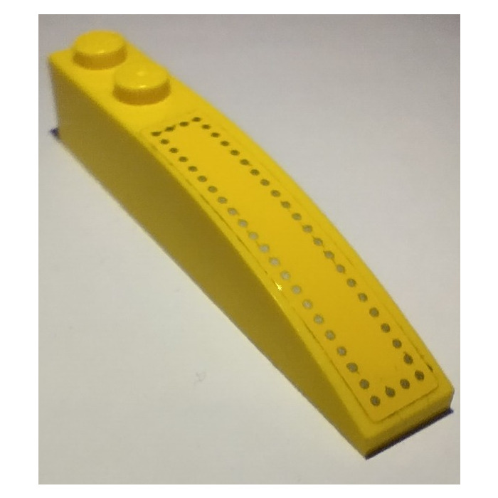 LEGO Yellow Slope 1 x 6 Curved with Studs with Silver Dots Sticker ...
