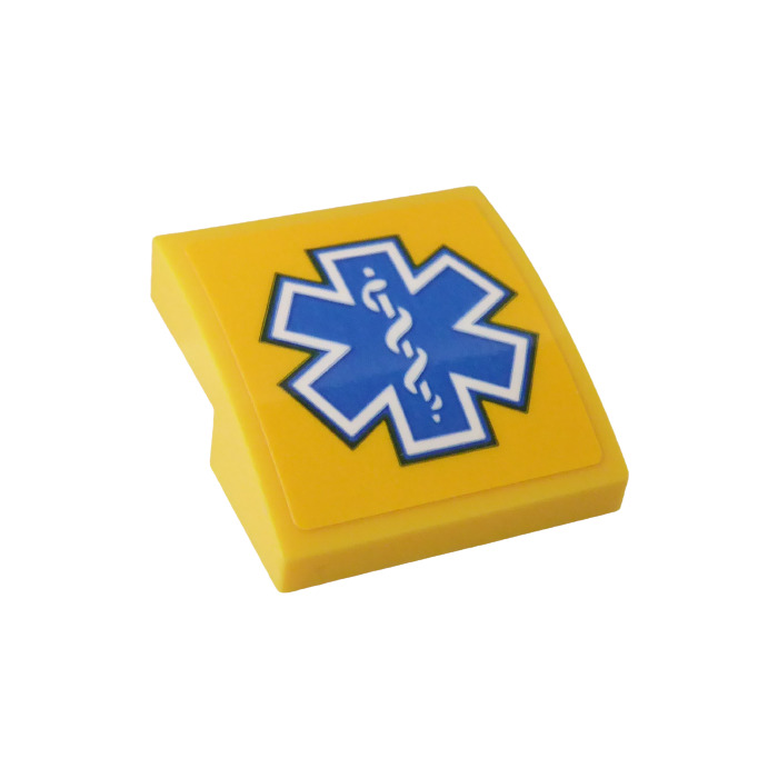 LEGO Yellow Slope 2 x 2 Curved with EMT Star of Life Sticker (15068 ...