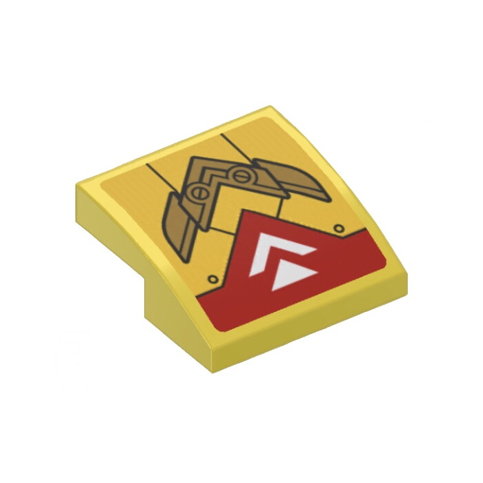 LEGO Slope 2 x 2 Curved with Red and White Chevrons and Gold Metalwork ...