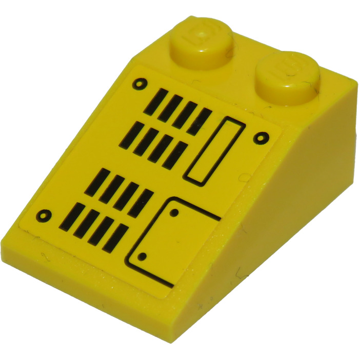 LEGO Yellow Slope 2 x 3 (25°) with Grille and Hatch Sticker (3298 ...
