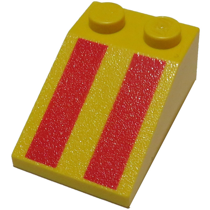 LEGO Yellow Slope 2 x 3 (25°) with Red Stripes (3298 / 82353) | Brick ...