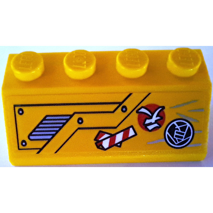 레고 경사면 2 x 4 (45°) , 공기 vent, 빨간색 & 하얀색 줄무늬 및 Chinese symbols 스티커 (3037 ...