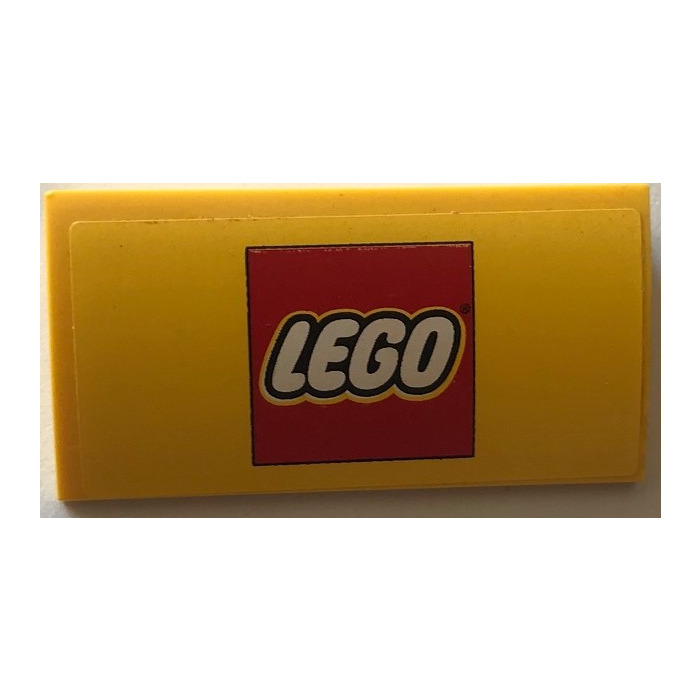 LEGO Yellow Slope 2 x 4 Curved with LEGO logo Sticker with Bottom Tubes ...