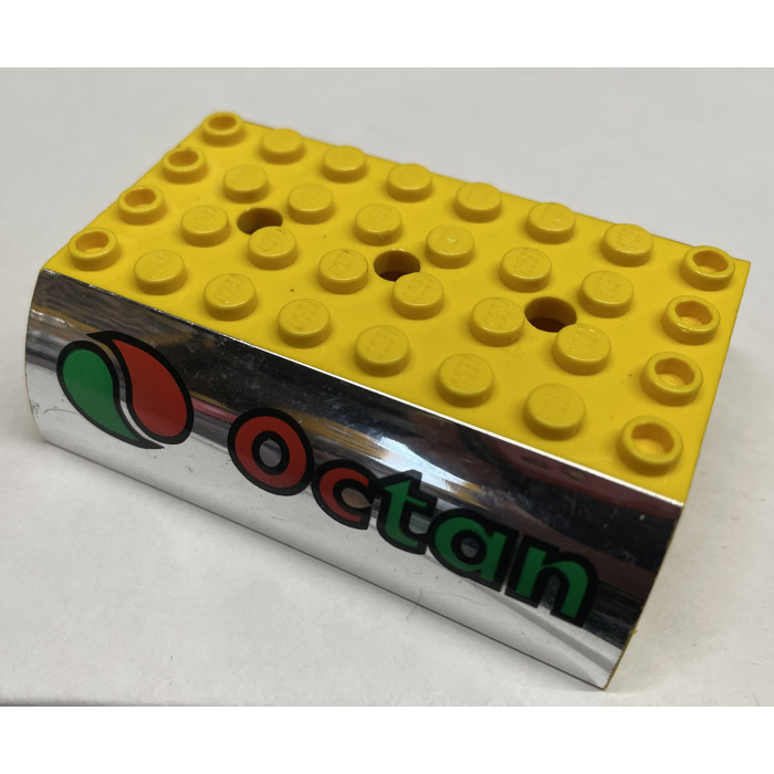 LEGO Yellow Slope 6 x 8 x 2 Curved Double with Octan Logo (45411 / ...