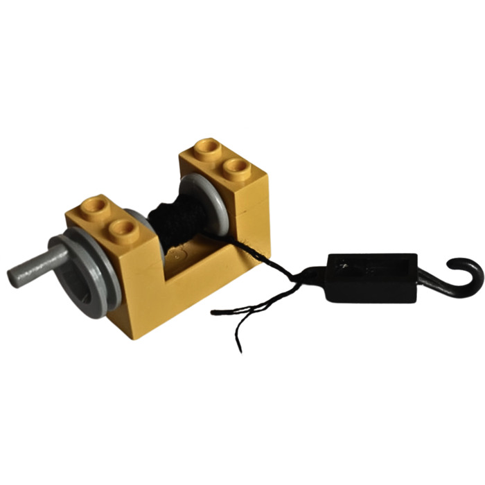 LEGO String Reel Winch 2 x 4 x 2 with Light Gray Drum and Black String ...